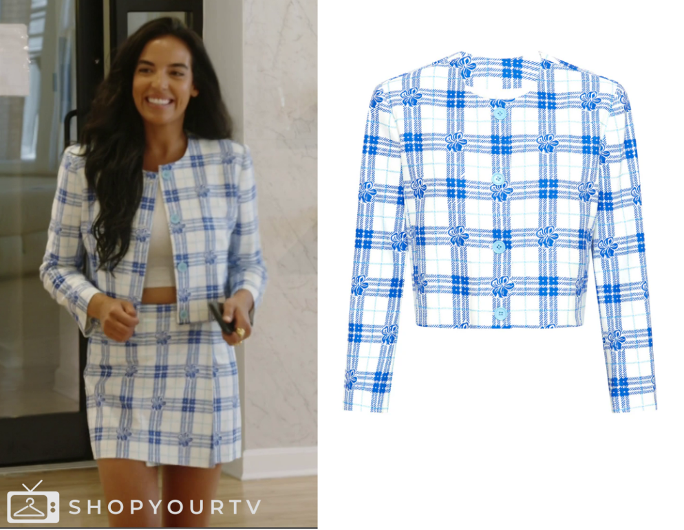Summer House: Season 8 Episode 8 Danielle's White/Blue Check Jacket ...
