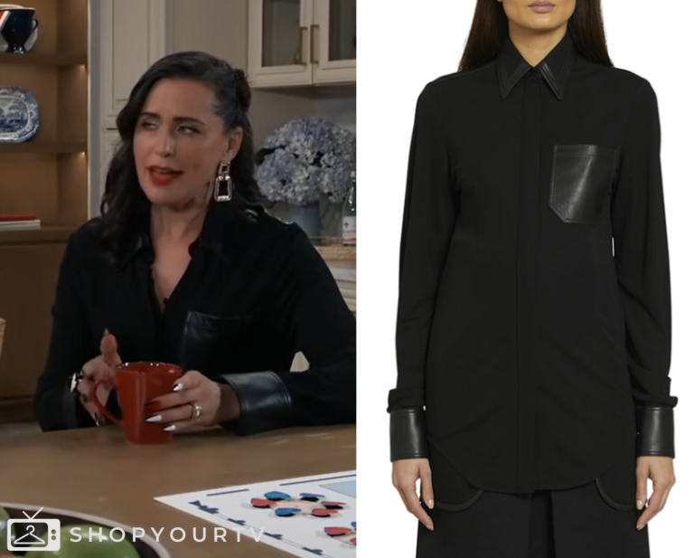 General Hospital: April 2024 Lois' Black Leather Cuff Blouse | Shop Your TV