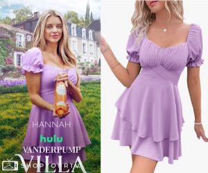 Vanderpump Villa: Season 1 Promo Hannah Fouch's Lilac Ruffle Mini Dress | Shop Your TV