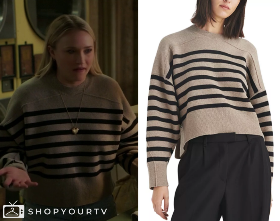 Young Sheldon: Season 7 Episode 6 Mandy's Beige & Black Striped Sweater ...