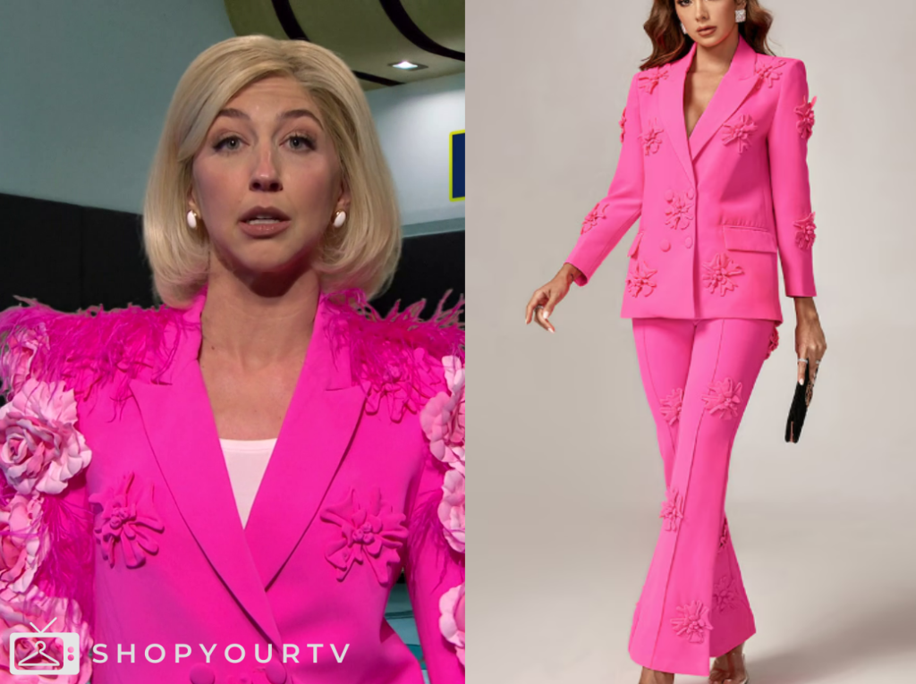 SNL: Season 49 Episode 16 Pink 3D Rose Sleeve Blazer | Shop Your TV