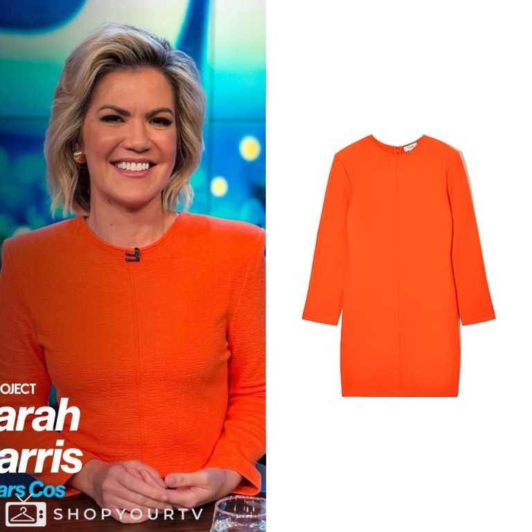 The Project: April 2024 Sara Harris’s Orange Long Sleeve Dress | Shop ...