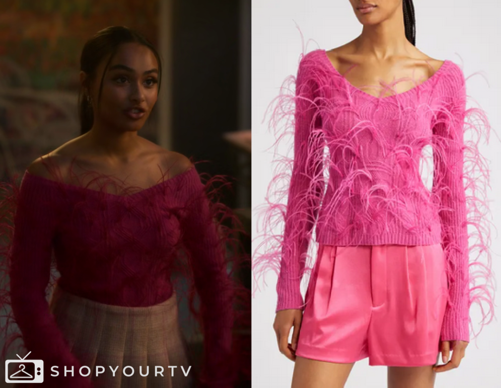 Grown-ish: Season 6 Episode 16 Kiela's Feather V-Neck Sweater | Shop ...
