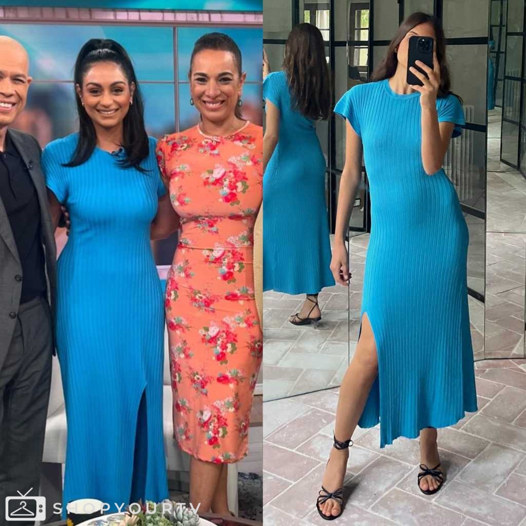 CBS Mornings: May 2024 Shanelle Kaul’s Blue Ribbed Dress | Shop Your TV