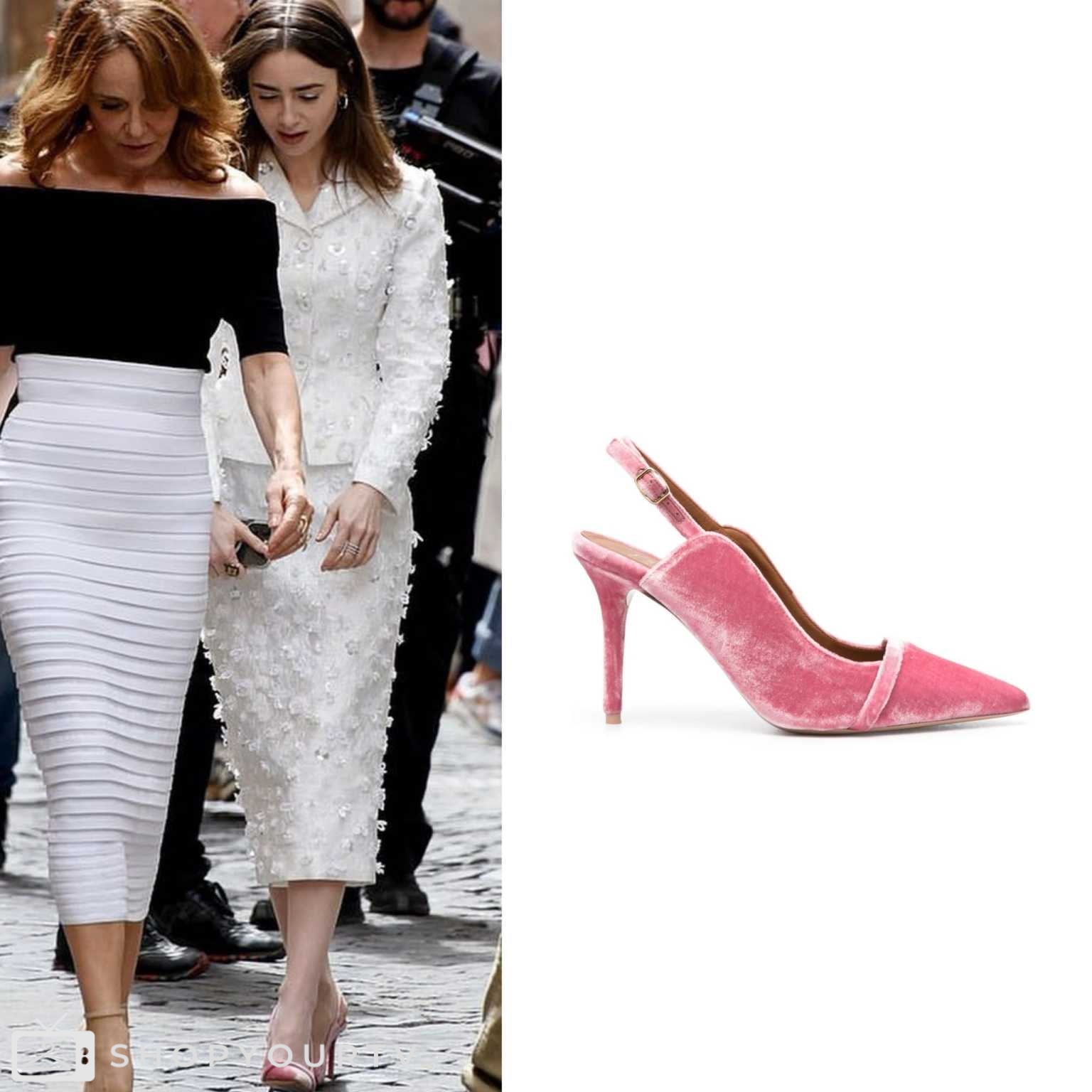Emily in Paris: Season 4 Emily’s Pink Velvet Pumps | Shop Your TV