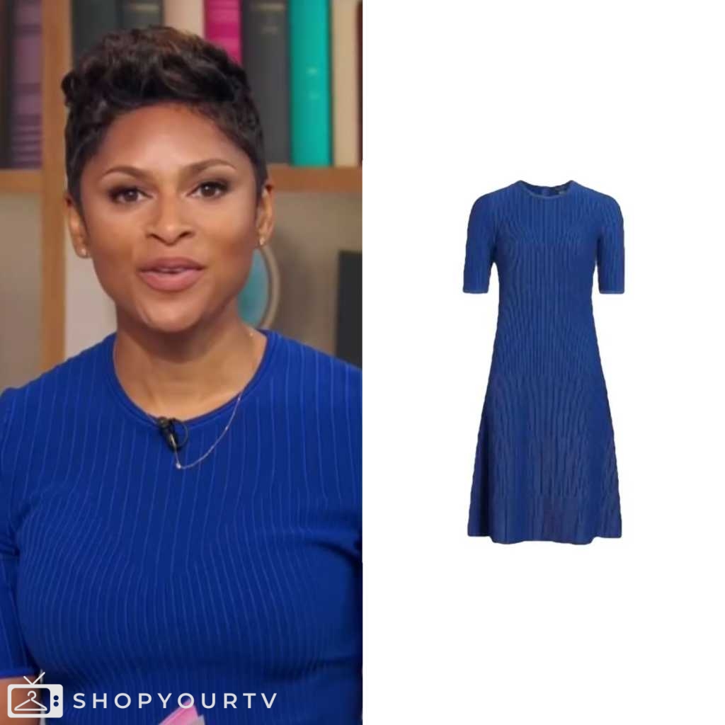 CBS Mornings: May 2024 Jericka Duncan's Blue Ribbed Mini Dress | Shop ...
