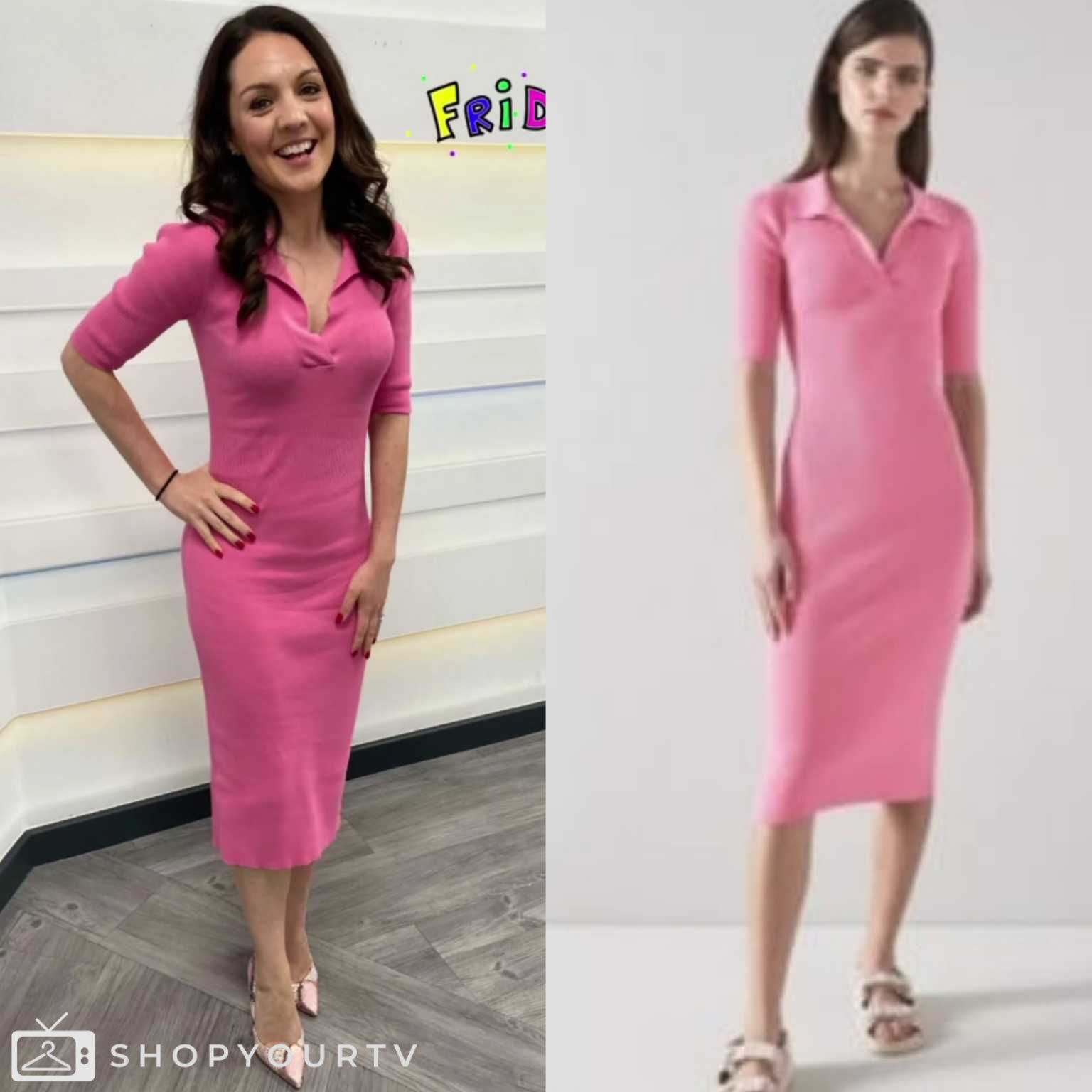 Good Morning Britain: May 2024 Laura Tobin’s Pink Rib Knit Dress | Shop ...