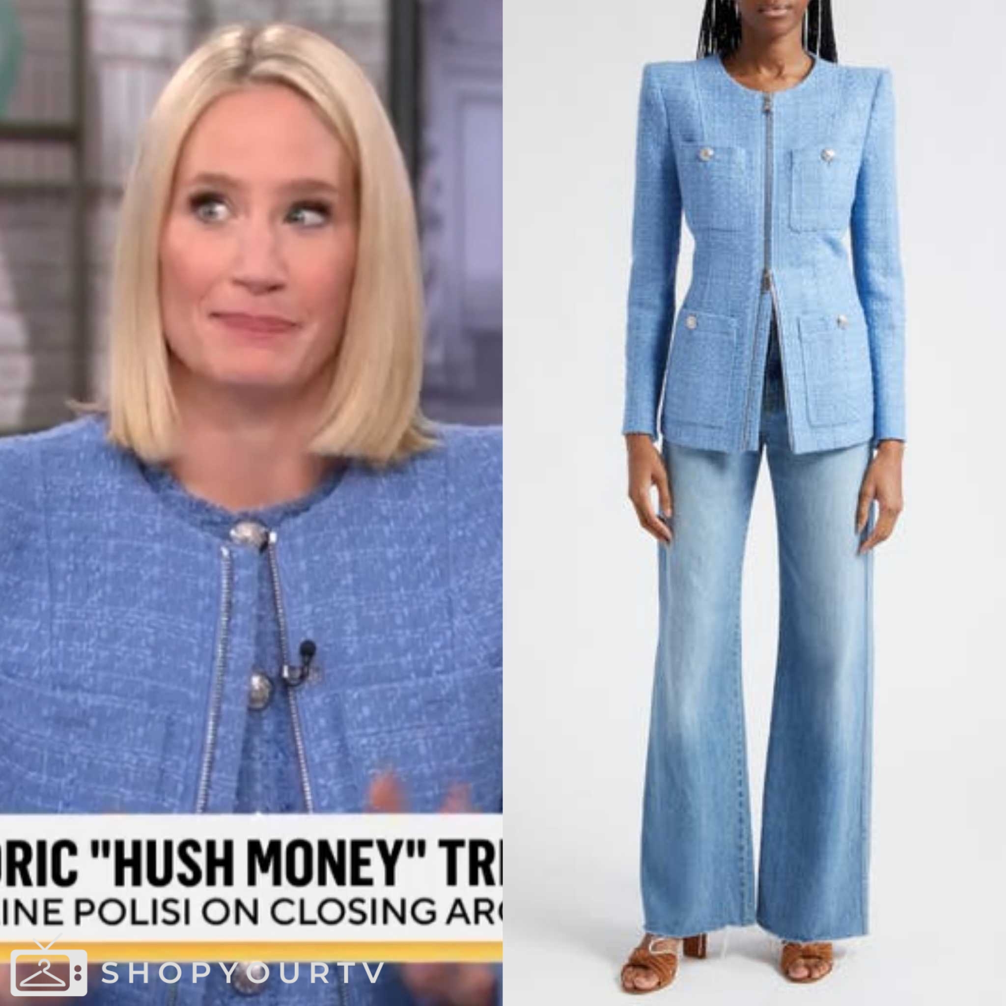 CBS Mornings: May 2024 Caroline Polisi’s Blue Tweed Jacket | Shop Your TV