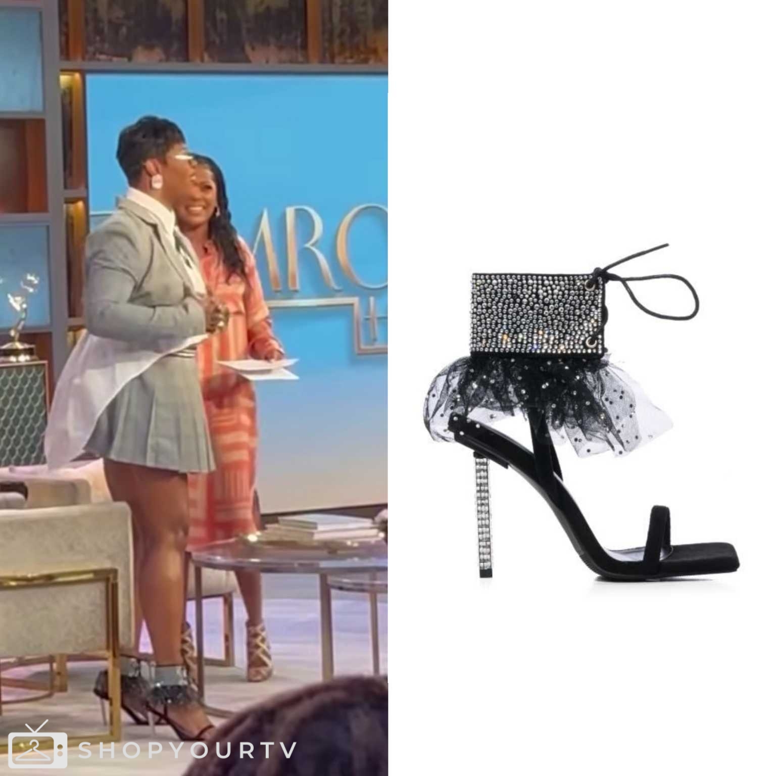 Tamron Hall Show: May 2024 Ta'Rhonda Jones’s Cystal Tulle Sandals ...