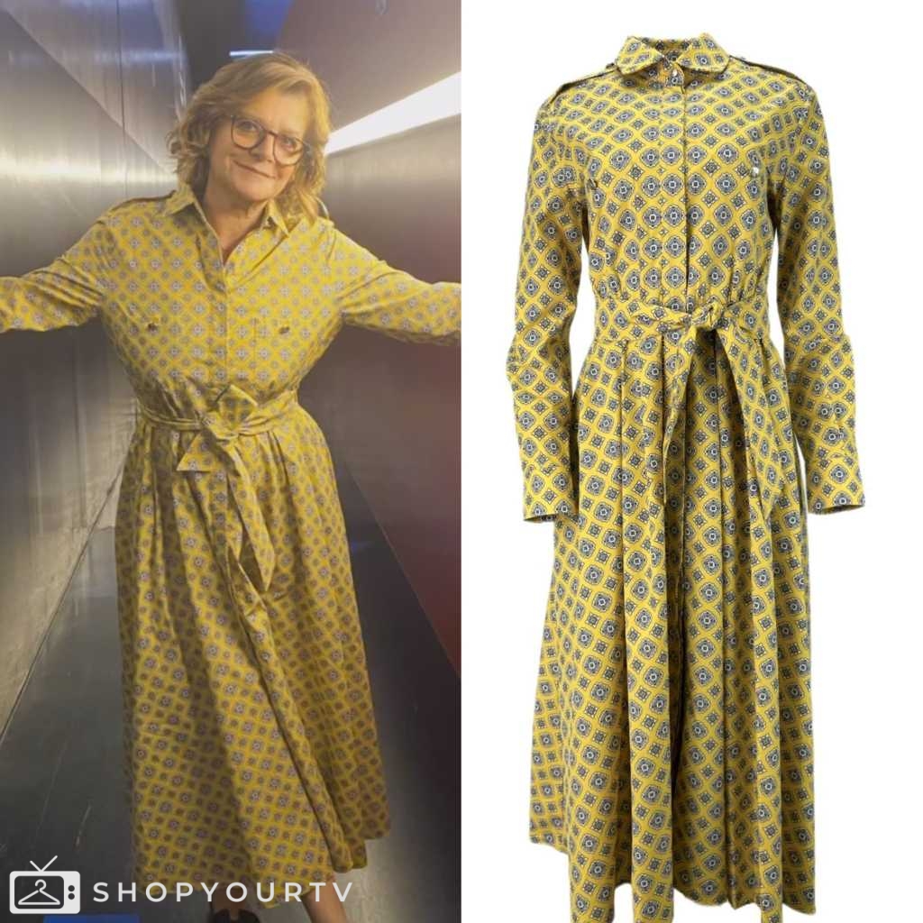 Julia: May 2024 Julia’s yellow printed midi shirtdress | Shop Your TV