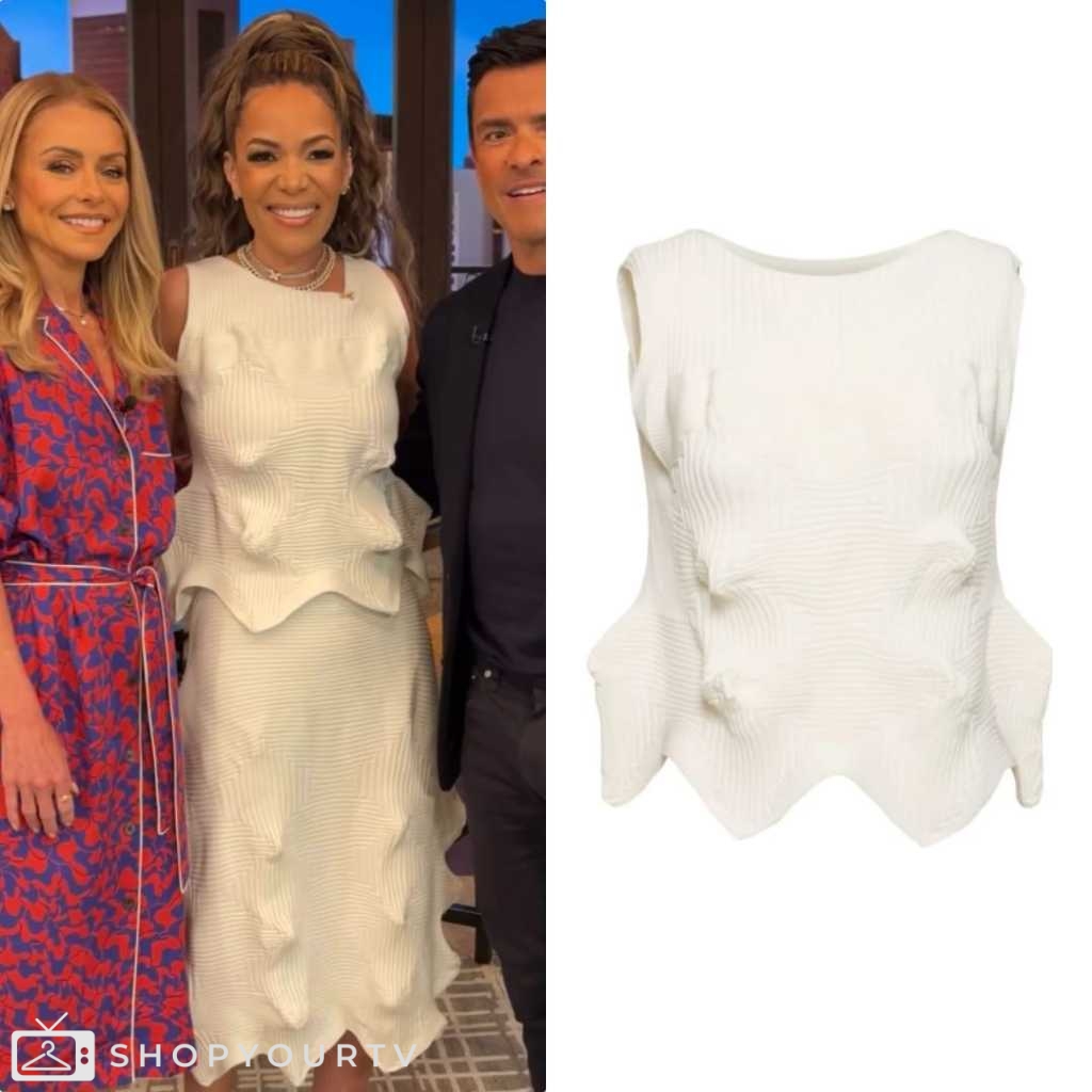 Live with Kelly and Mark: May 2024 Sunny's 3D-Knit White Tank Top ...