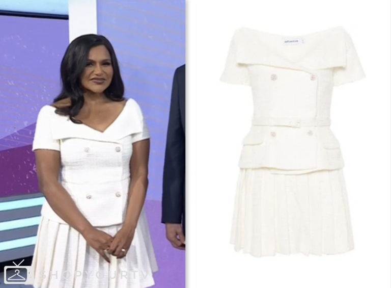The Today Show: May 2024 Mindy Kaling's White Tweed Off-the-Shoulder ...