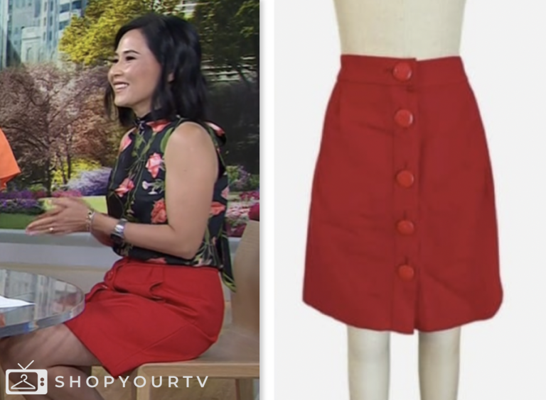 The Today Show: May 2024 Vicky Nguyen's Red Button Front Mini Skirt ...