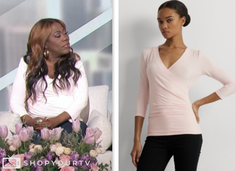 The Talk: May 2024 Sheryl Underwood's Blush Pink Wrap Long Sleeve Top ...