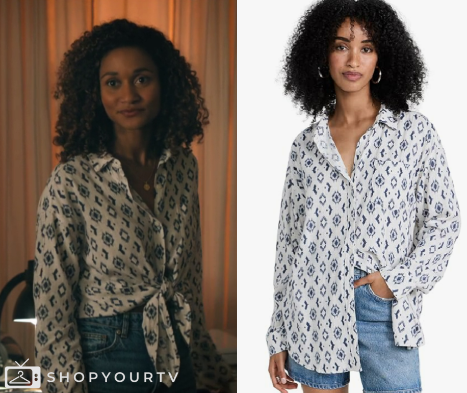 Sullivans Crossing: Season 2 Episode 5 Sydney's White & Blue Printed ...