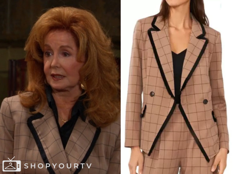 Days Of Our Lives: April 2024 Maggie's Beige Windowpane Blazer | Shop ...