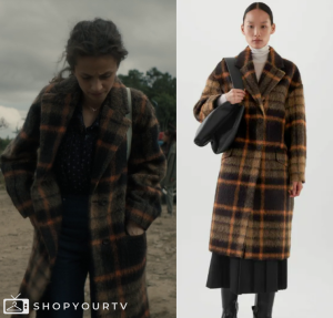 Bodkin: Season 1 Episode 4 Emmy's Brown/Orange Checked Coat | Shop Your TV