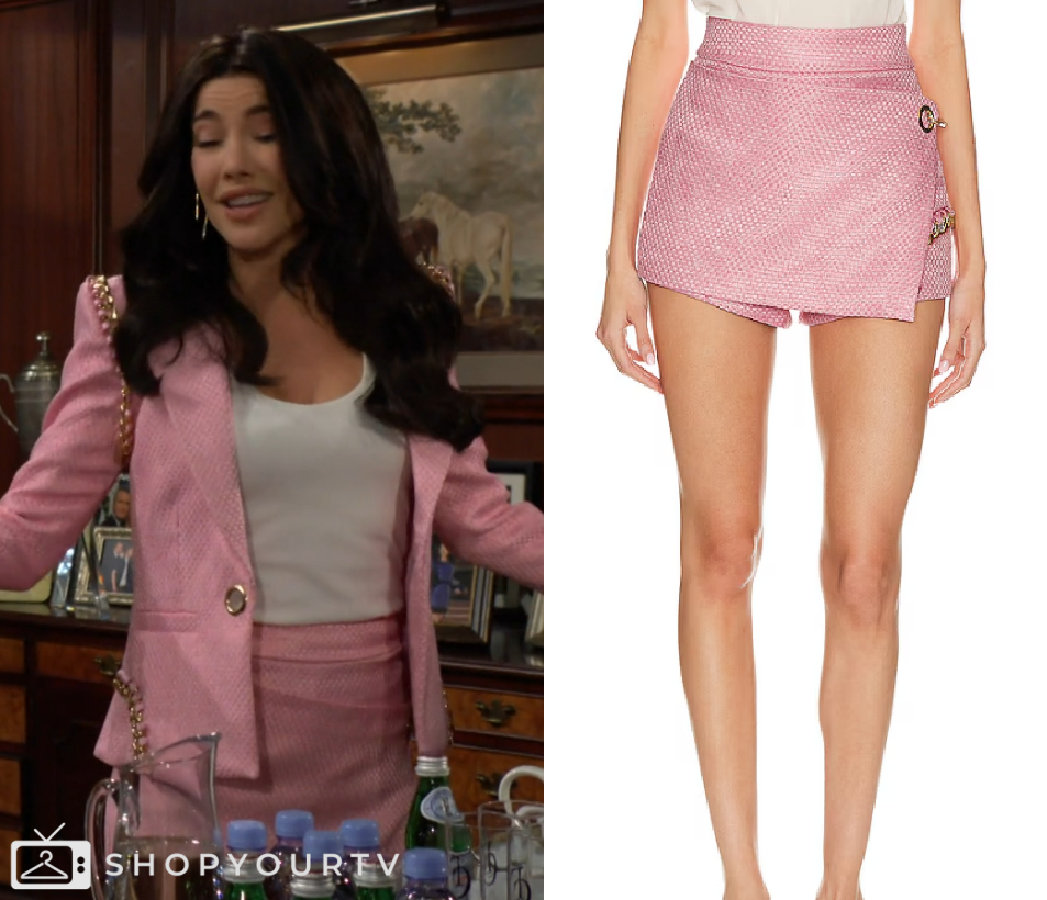 Bold and the Beautiful: May 2024 Steffy's Pink Chain Trim Skirt | Shop ...