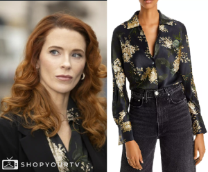 The Rookie: Season 6 Episode 9 Monica's Black Floral print Blouse ...