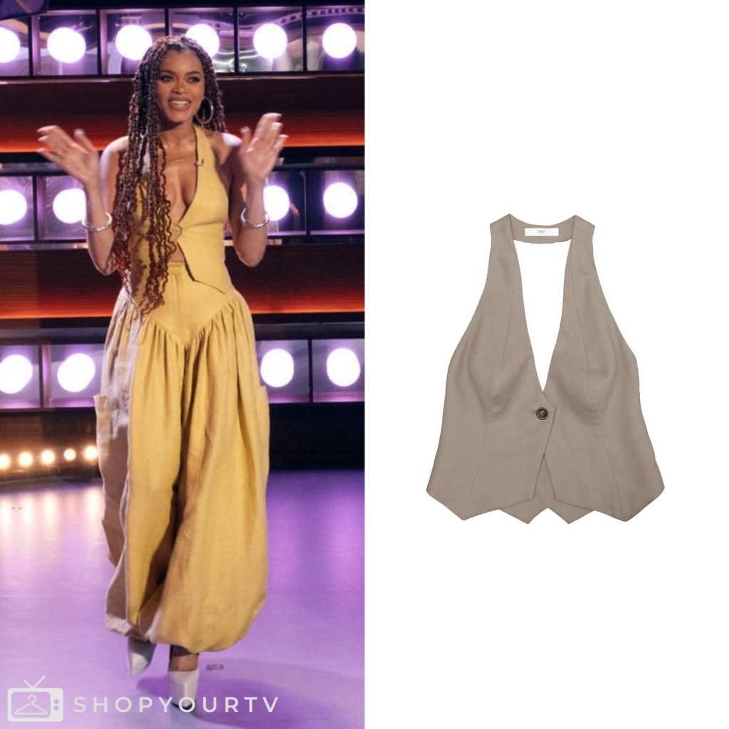 The Kelly Clarkson Show: May 2024 Andra Day’s Yellow Halter Vest | Shop ...