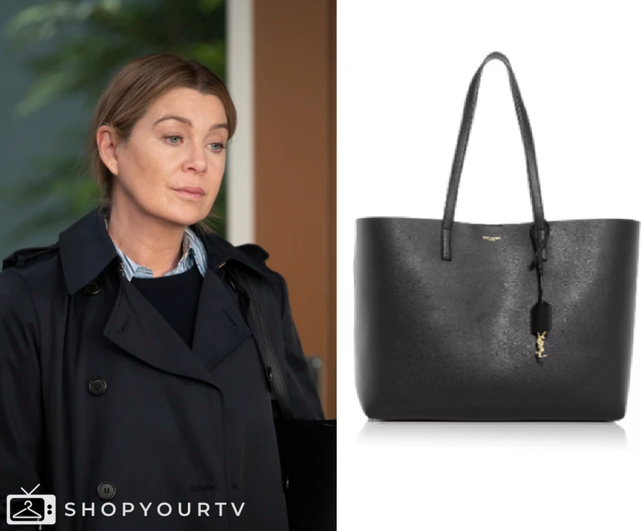 Greys Anatomy: Season 20 Episode 10 Meredith's Black Leather Tote Bag ...