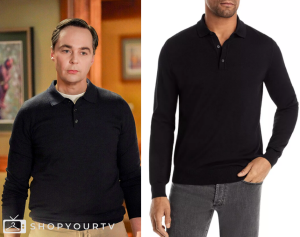 Young Sheldon: Season 7 Episode 14 Sheldon's Black Button Down Polo ...