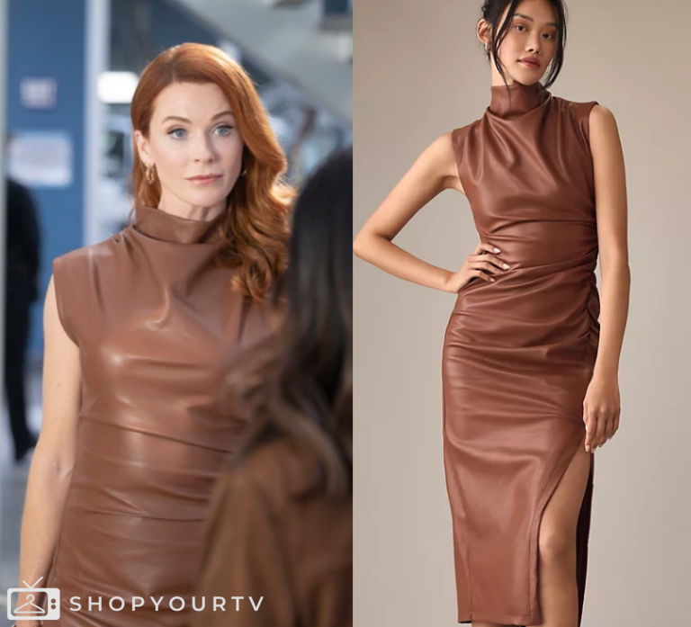 The Rookie: Season 6 Episode 9 Monica's Brown Leather Mockneck Dress ...