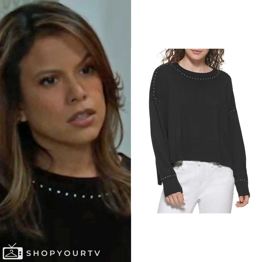 General Hospital: June 2024 Blaze’s Black Studded Sweater | Shop Your TV