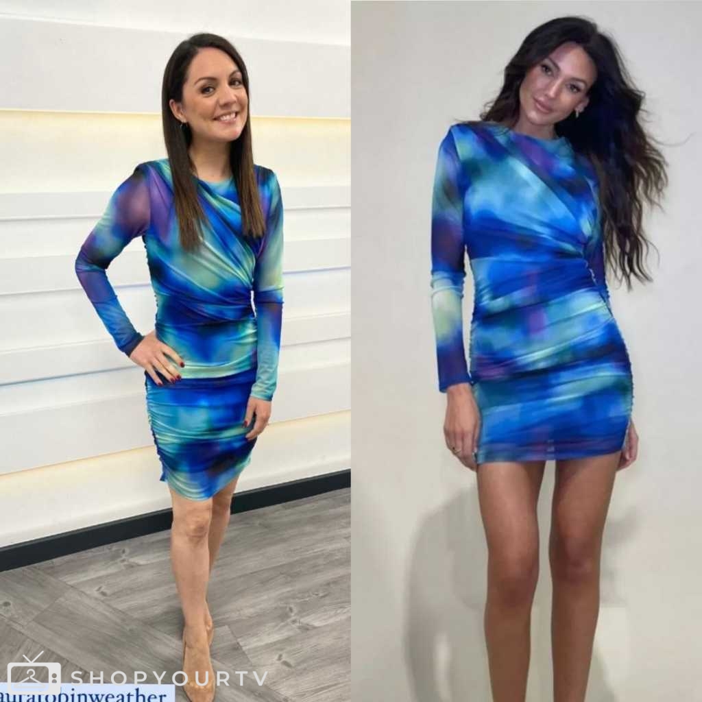 Good Morning Britain: June 2024 Laura Tobin’s Blue Ruched Mini Dress ...