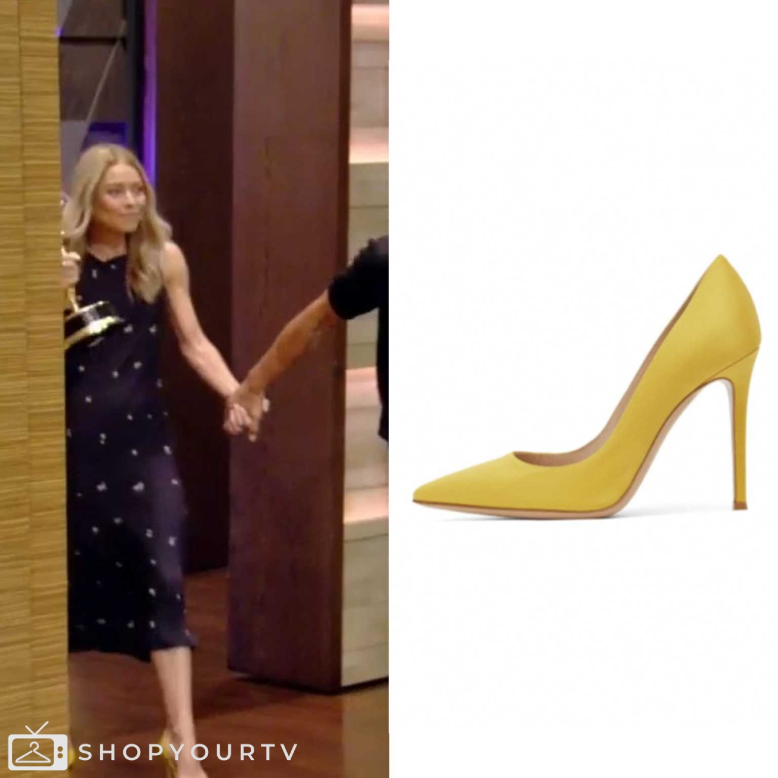 Live with Kelly and Mark: June 2024 Kelly Ripa’s Yellow Satin Pumps ...