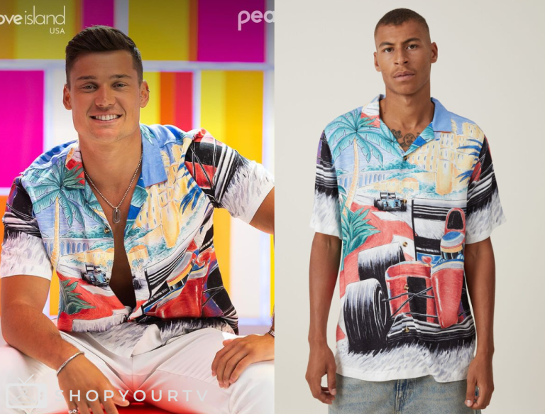Love Island USA: Season 6 Episode 1 Aaron's Printed Shirt | Shop Your TV