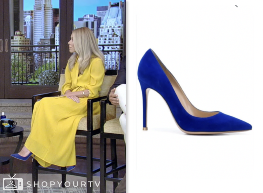 Live with Kelly and Mark: June 2024 Kelly Ripa's Blue Suede Pumps Heels ...