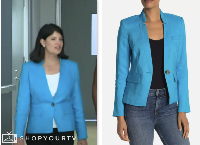 CBS Mornings: June 2024 Natalie Brand's Aqua Blue Linen Blazer | Shop ...