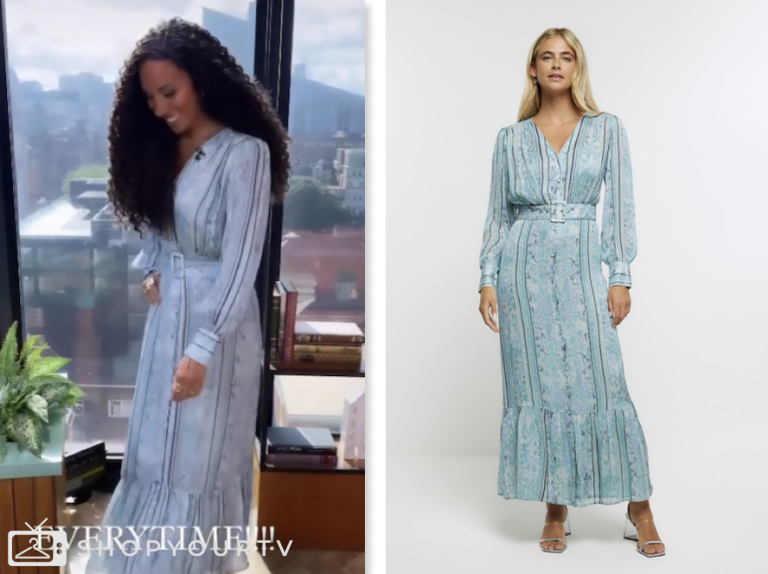 BBC Morning Live: June 2024 Michelle Ackerley's Blue Printed Belted ...