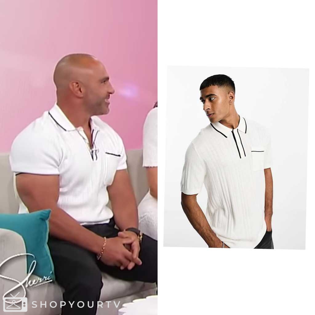 Sherri: May 2024 Joe Gorga’s White Tipped Knit Polo | Shop Your TV