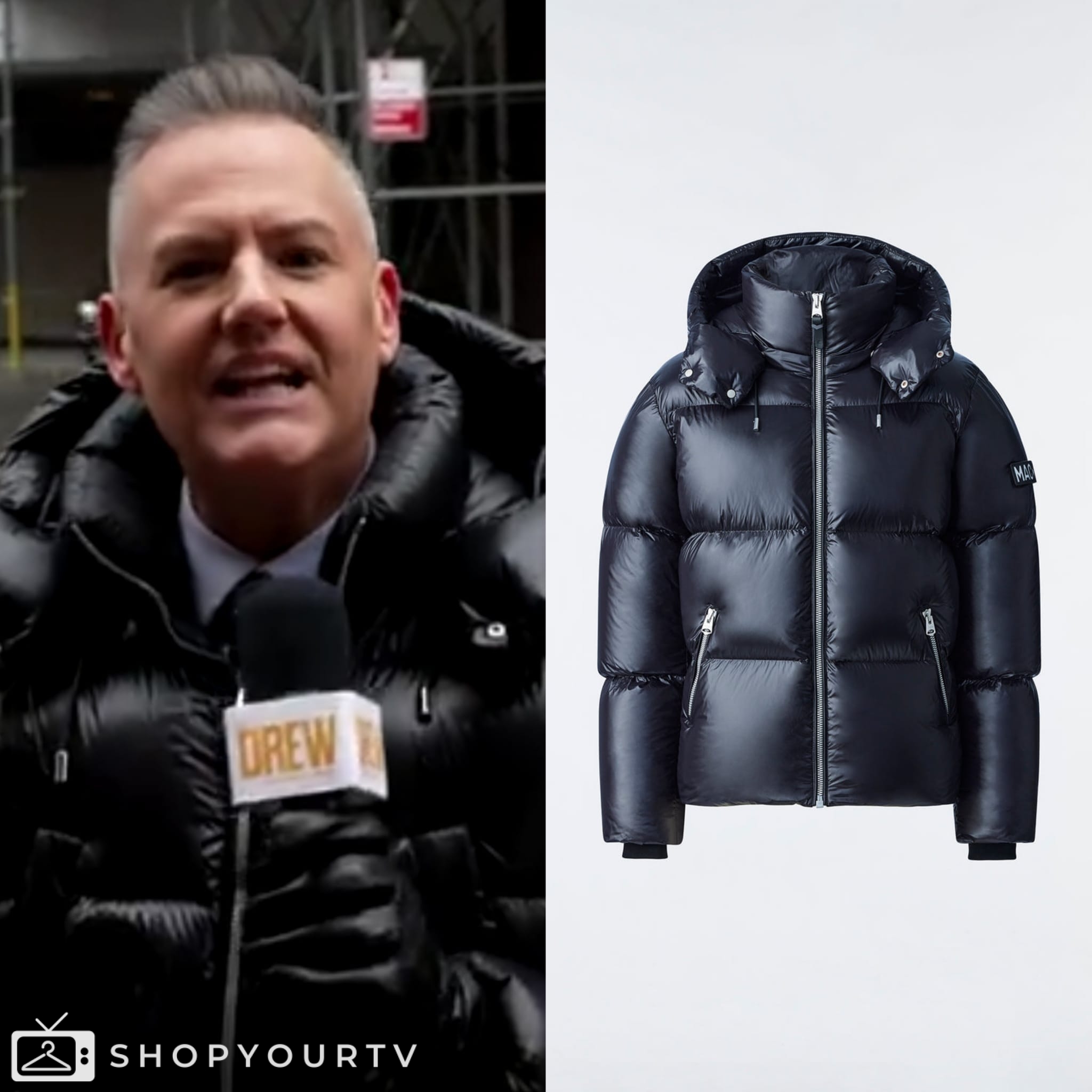 Drew Barrymore Show: June 2024 Ross Mathews’s Black Puff Jacket with ...