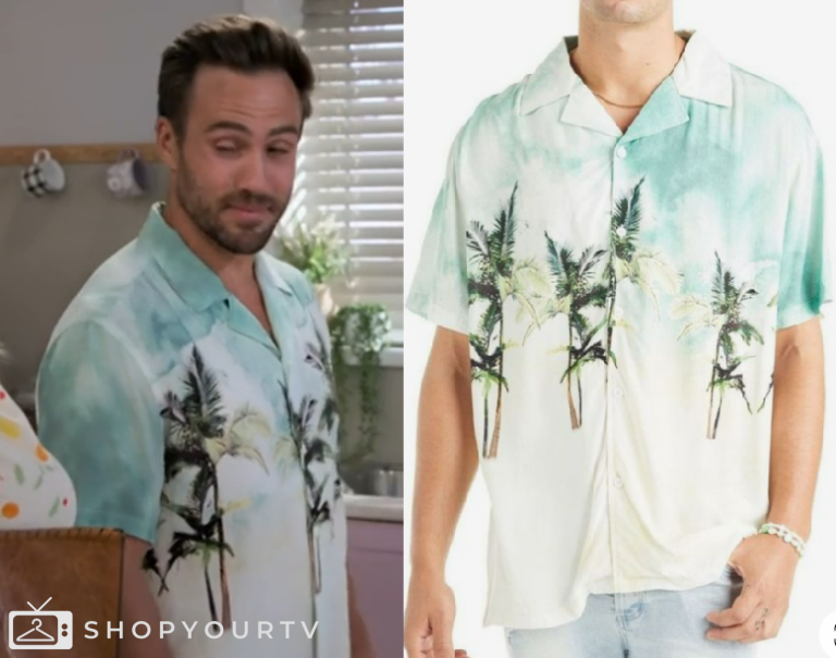Neighbours: June 2024 Matt's Blue Palm Tree Shirt | Shop Your TV