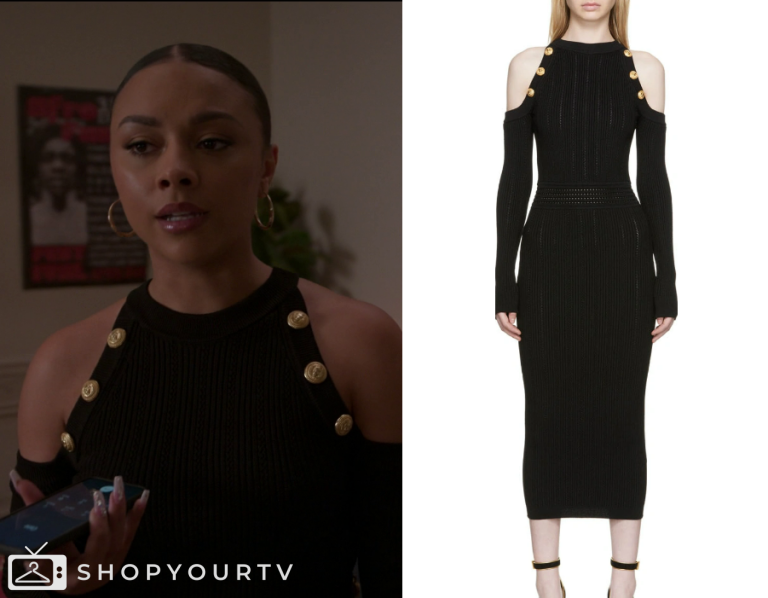 Power Book II Ghost: Season 4 Episode 2 Black Rib Cut Out Shoulder ...