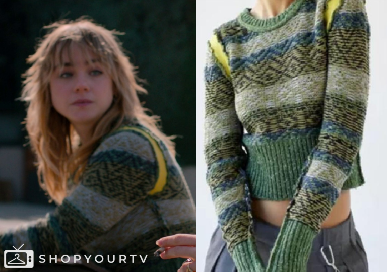 Raising Voices: Season 1 Episode 6 Greta's Green Printed Sweater | Shop ...