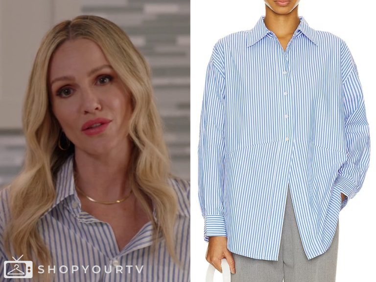 All American: Season 6 Epsiode 10 Laura's Blue & White Striped Shirt ...