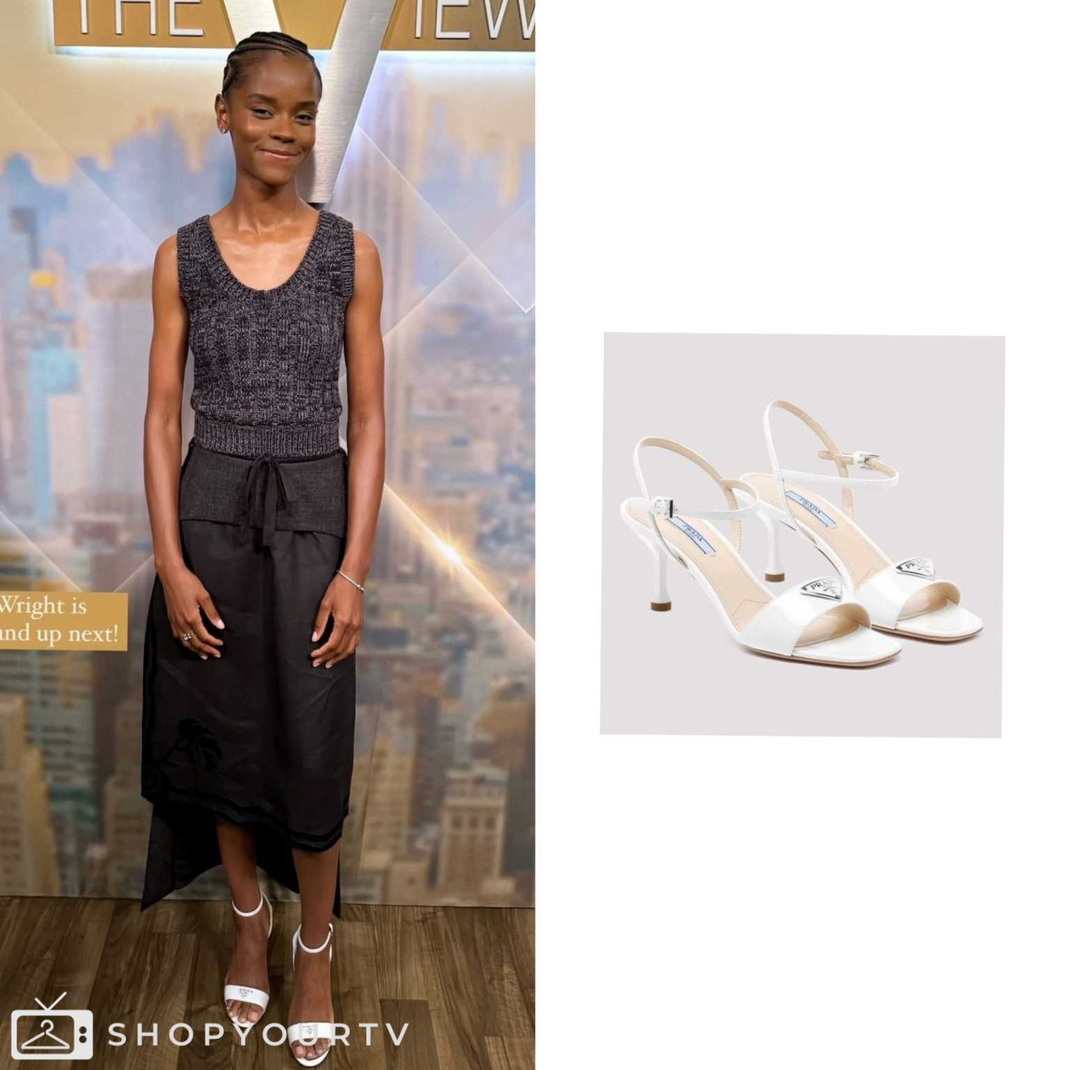 The View: June 2024 Letitia Wright’s White logo Sandals | Shop Your TV