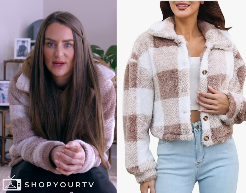 Teen Mom The Next Chapter: Season 2 Episode 3 Leah Messer's Brown Sherpa Check Jacket | Shop Your TV