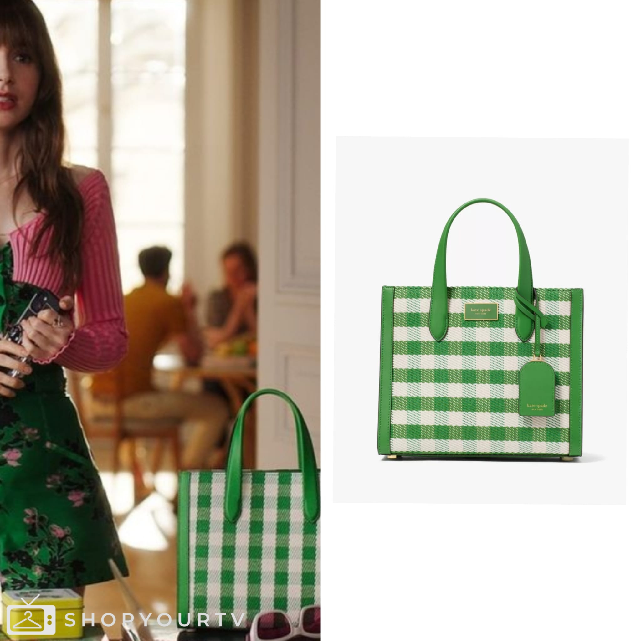 Emily in Paris: Season 4 Emily’s Green Gingham Bag | Shop Your TV