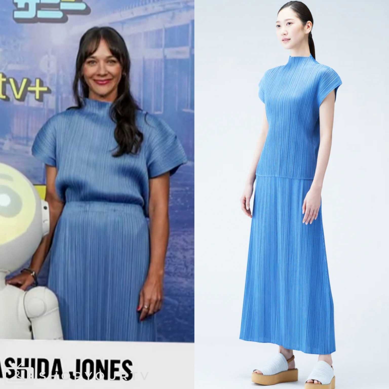 CBS Mornings: July 2024 Rashida Jones’s Blue Pleated Skirt | Shop Your TV