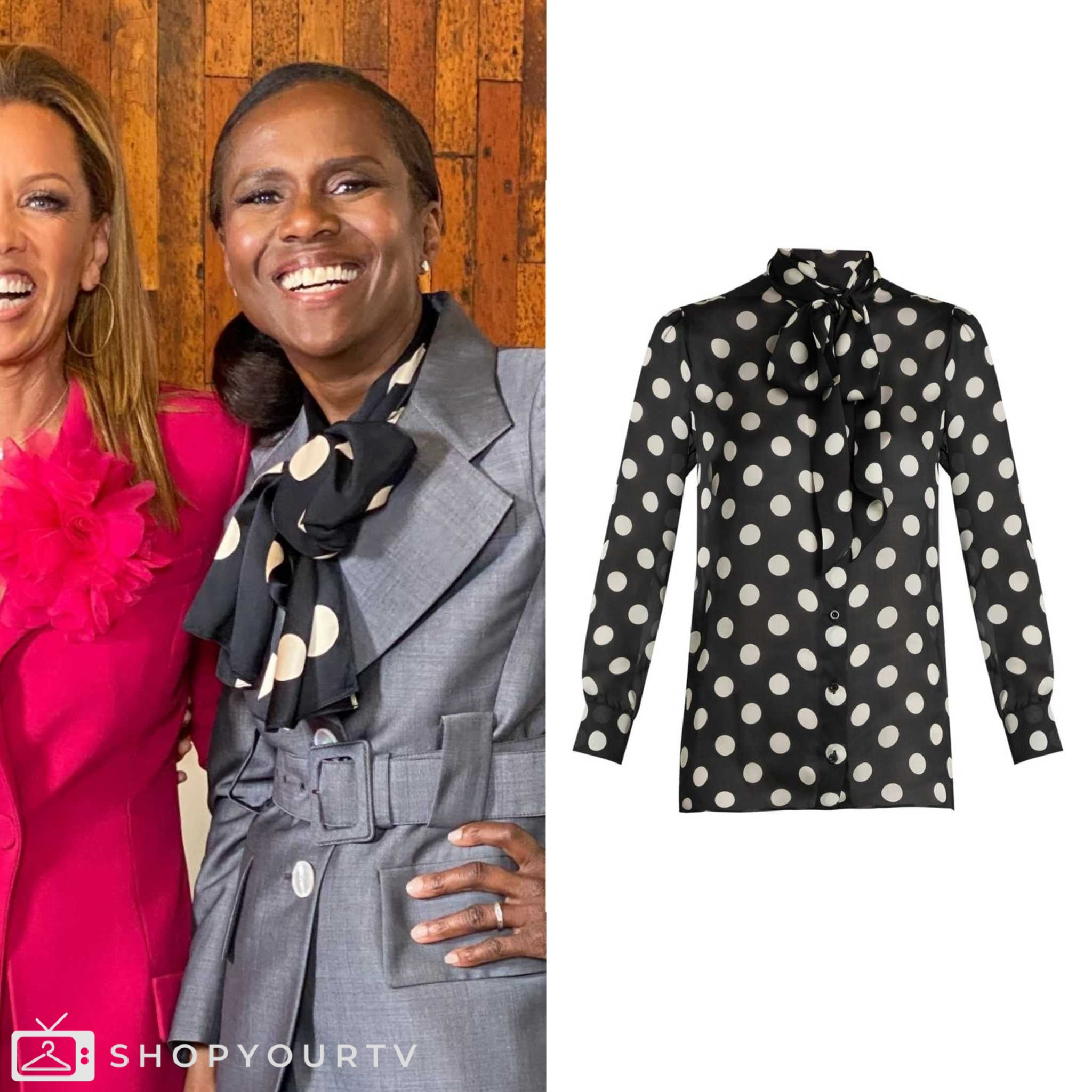 Good Morning America: July 2024 Deborah Roberts’s Polka Dot Pussy Bow ...