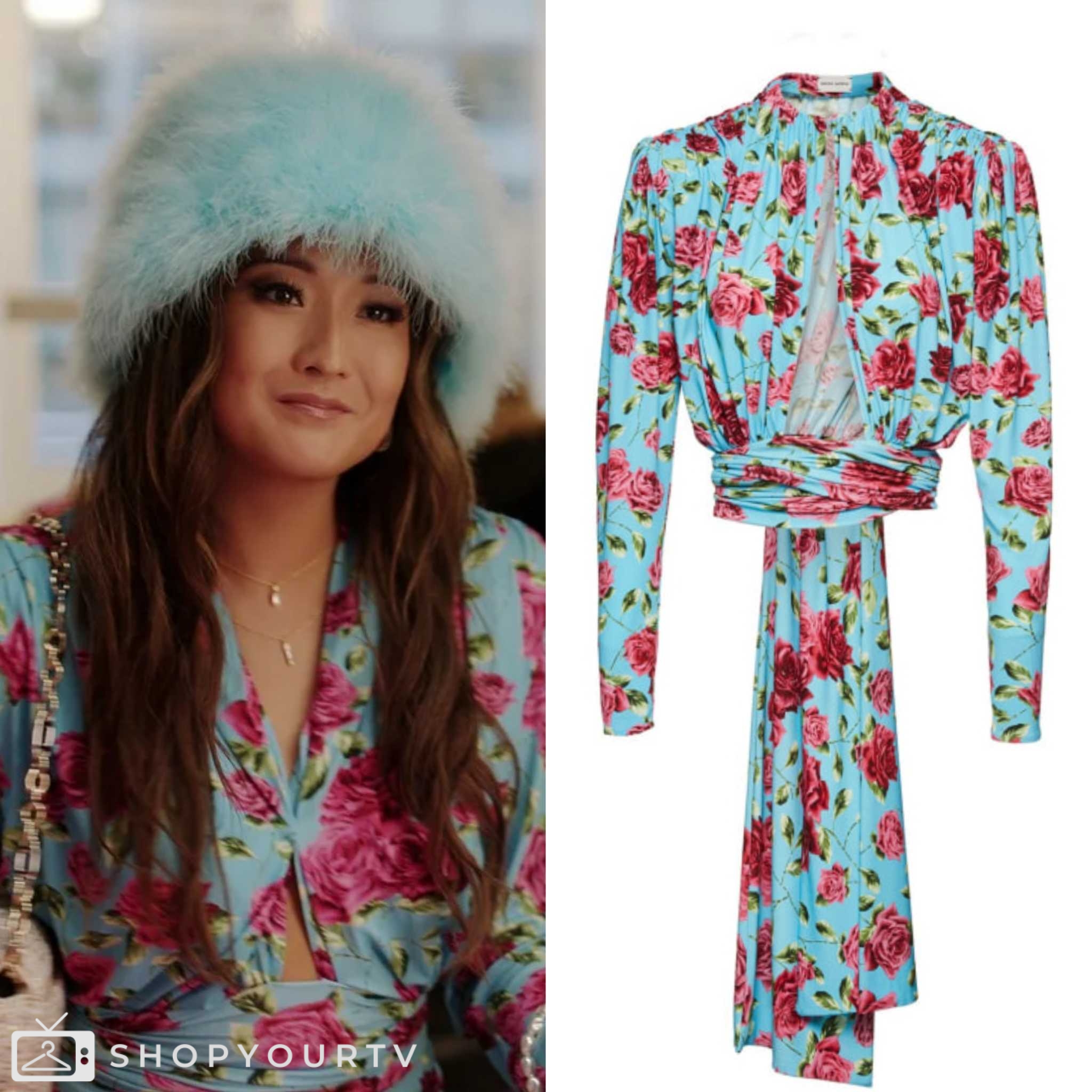 Emily in Paris: Season 4 Mindy’s Blue Floral Print Top | Shop Your TV