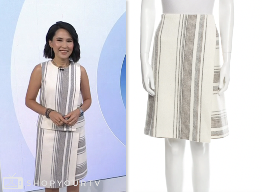 The Today Show: July 2024 Vicky Nguyen's Grey and White Striped Skirt ...