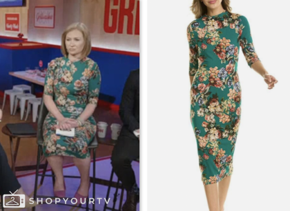 CNN This Morning: July 2024 Jackie Kucinich's Green Floral Sheath Dress ...