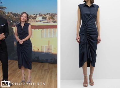 Good Morning America: July 2024 Eva Pilgrim's Navy Blue Wrap Ruched ...