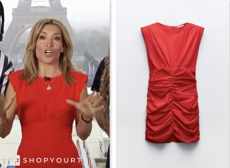 Access Hollywood: September 2022 Kit Hoover's Pink Leather Shift Dress ...